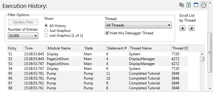 Working with the Execution History